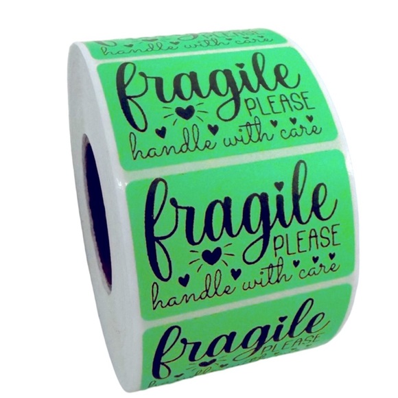 STICKERAFT | Office | Cute Fragile Stickers Green 2inch Roll Of 0 ...